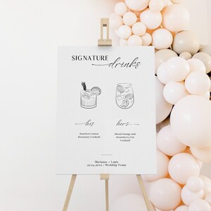 Printable Signature Cocktails Sign With Cocktail - Etsy