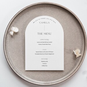 Arch Menu Template With Guest Name, Printable Arch Wedding Menu 5x7 ...
