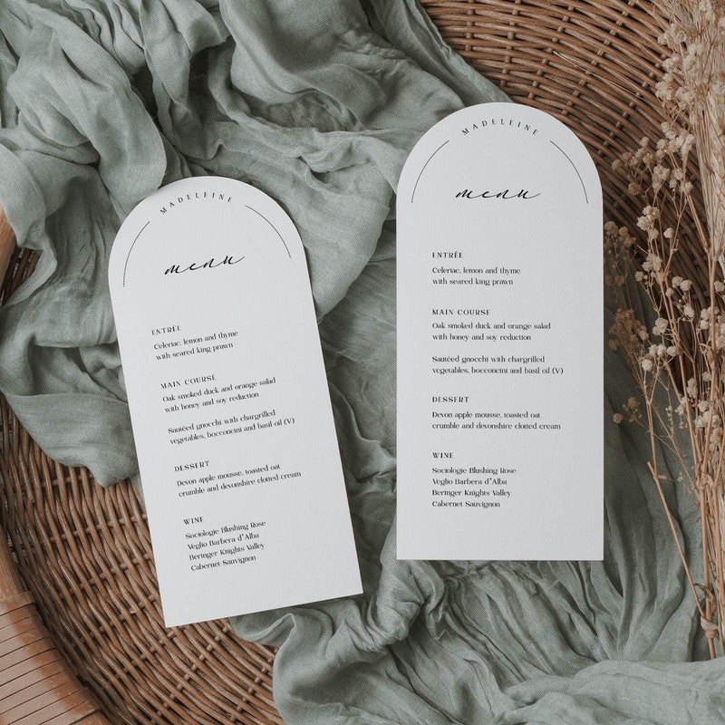 Curved Menu Card - Etsy