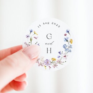 Printable Wedding Stickers Template With Delicate Flowers, Round Floral ...