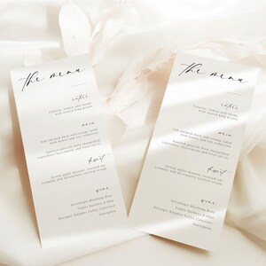 Printable Wedding Menu Template With Calligraphy Font Elegant - Etsy