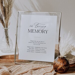 Printable in Loving Memory Wedding Table Sign Design, Memory Reception ...
