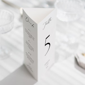 Wedding Trifold Table Number & Menu Template, Editable, Minimalist ...