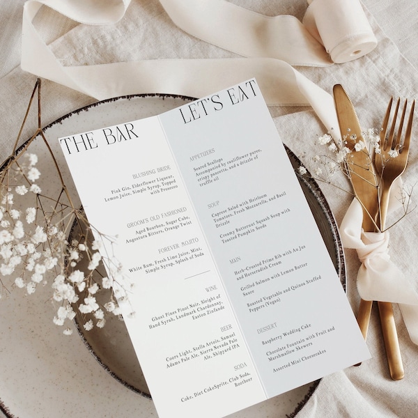 Folded Wedding Menu - Etsy