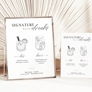 Printable Signature Cocktails Sign With Cocktail - Etsy