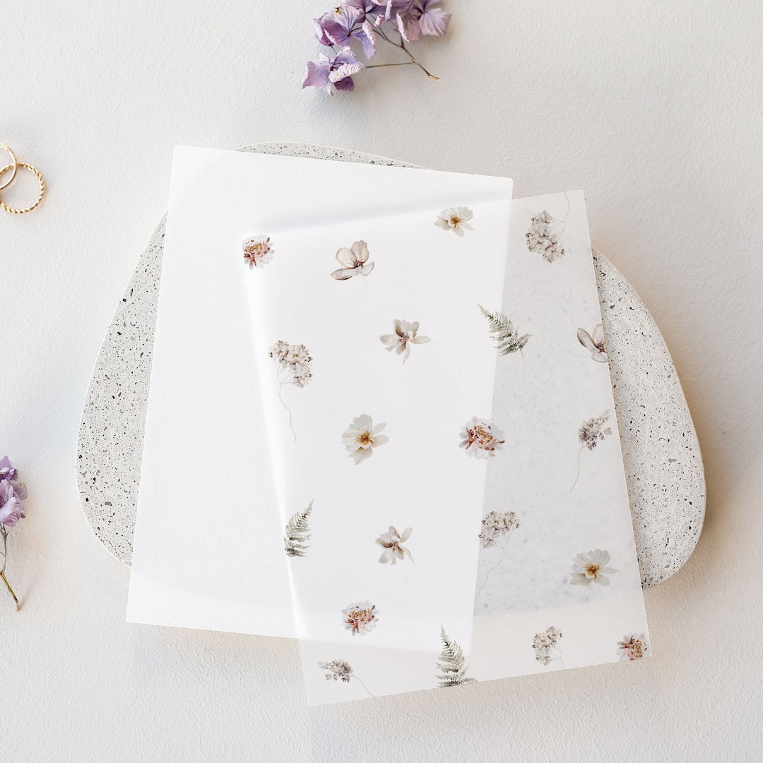 Floral Vellum Overlay for Wedding Invitation, Modern Wildflower Vellum ...