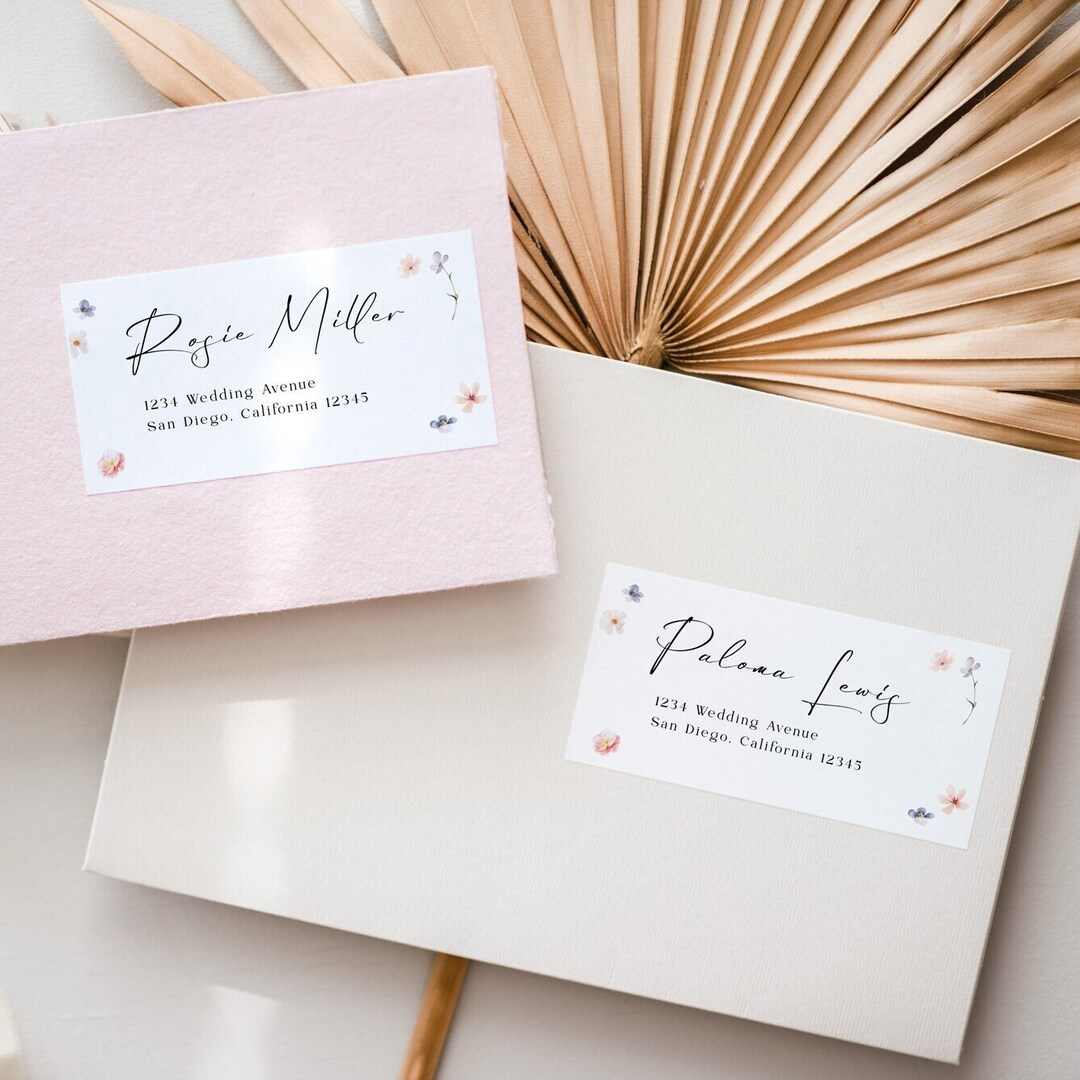 Floral Printable Address Label Templates, Modern Recipient Label ...