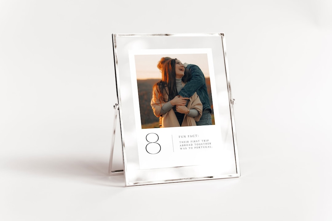 Modern Table Number Template With Photo and Fun Facts - Etsy