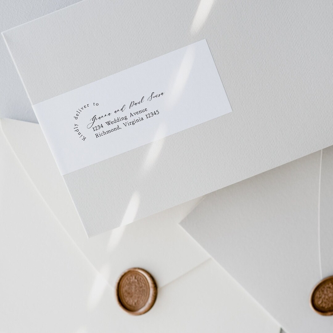 Printable Address Label Sticker Template, Minimalist Script Wrap Around ...