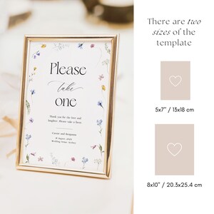 Printable Wedding Favour Table Sign With Flowers, Floral Favor Signage ...
