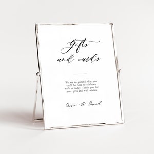 Wedding Gift and Cards Table Sign Template With Calligraphy Font Simple ...