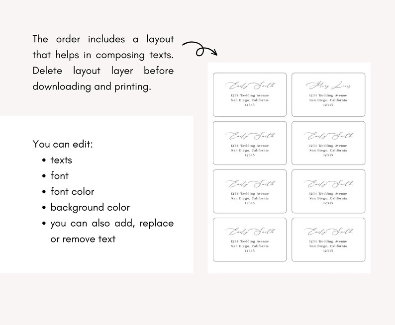 Printable Address Label Templates Minimalist Addressing - Etsy