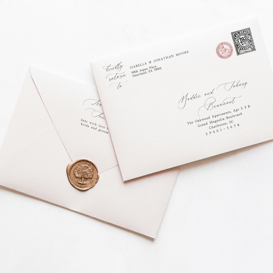 Modern Calligraphy Envelope Template, Wedding Addressed Envelope ...