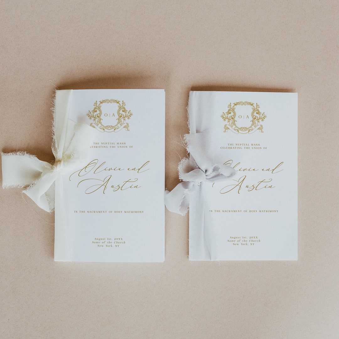 Catholic Wedding Ceremony Program Booklet Template, Minimalist Wedding ...