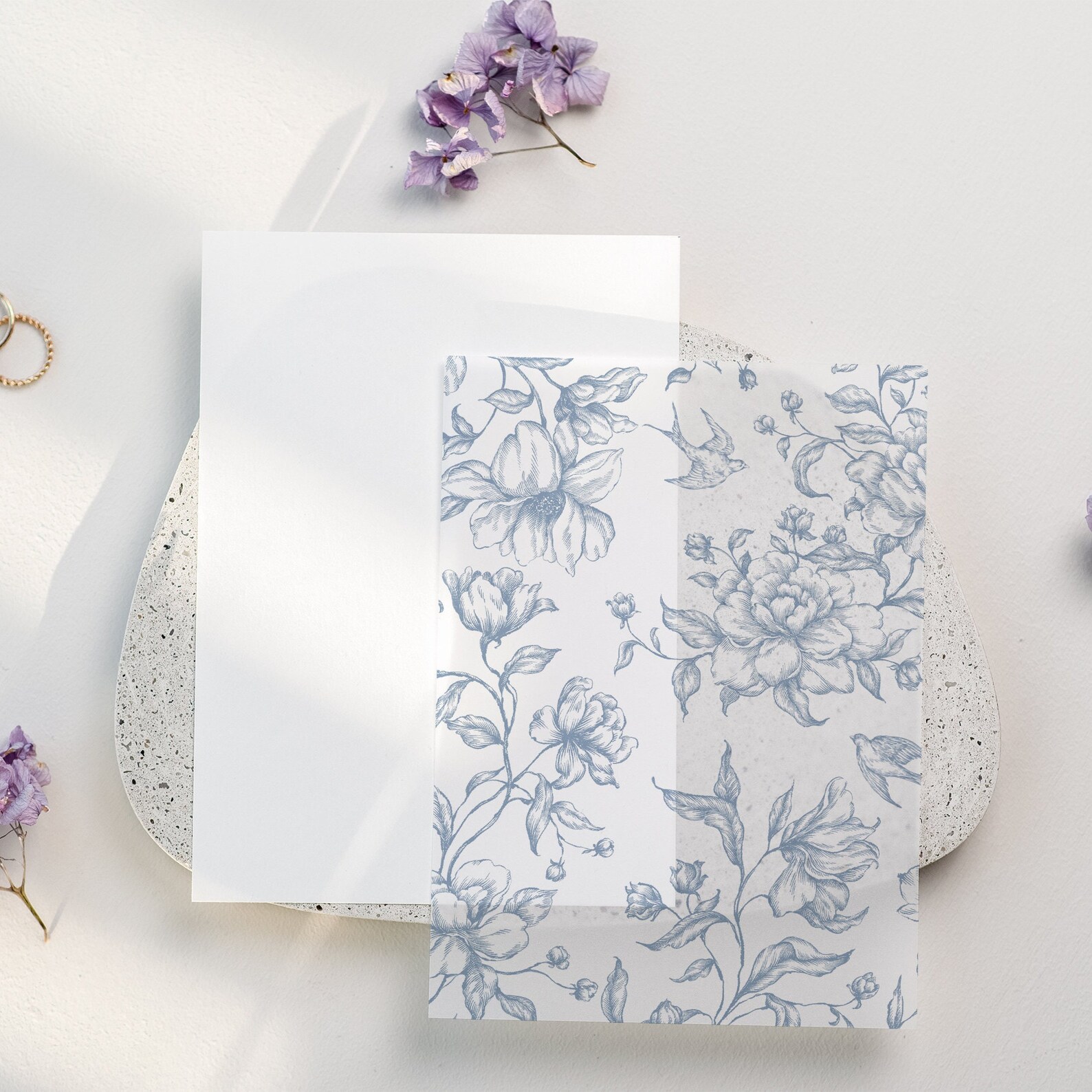 Printable Floral Vellum Overlay for With Monochrome Flowers, Vintage ...