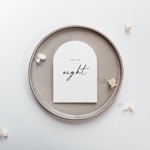 Arch Table Number Template With Calligraphy Font, Modern Arch Wedding ...