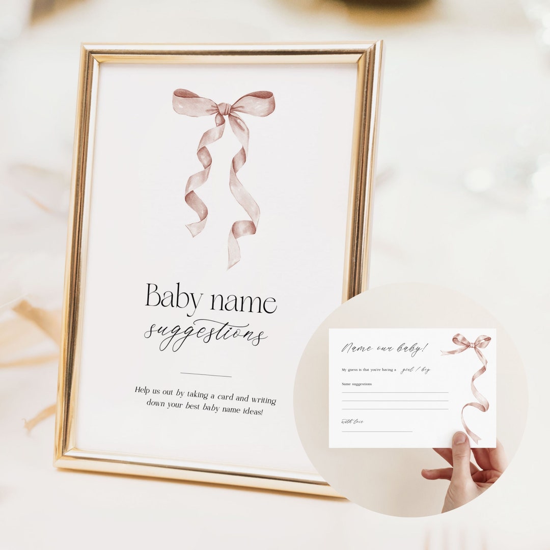 Printable Baby Shower Name Suggestions Table Sign Template With Pink ...