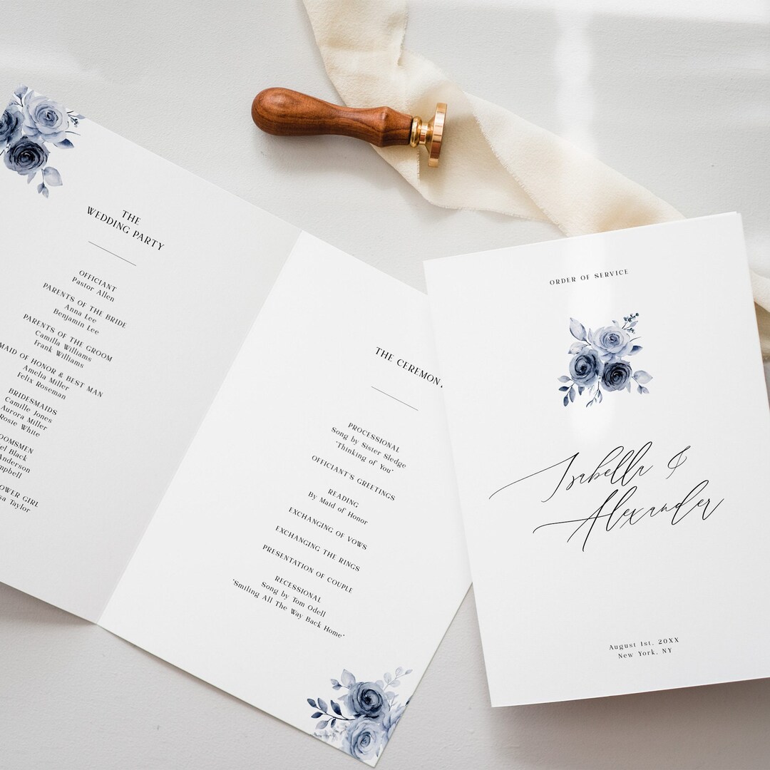 Vintage Floral Wedding Program Template Modern Order off - Etsy