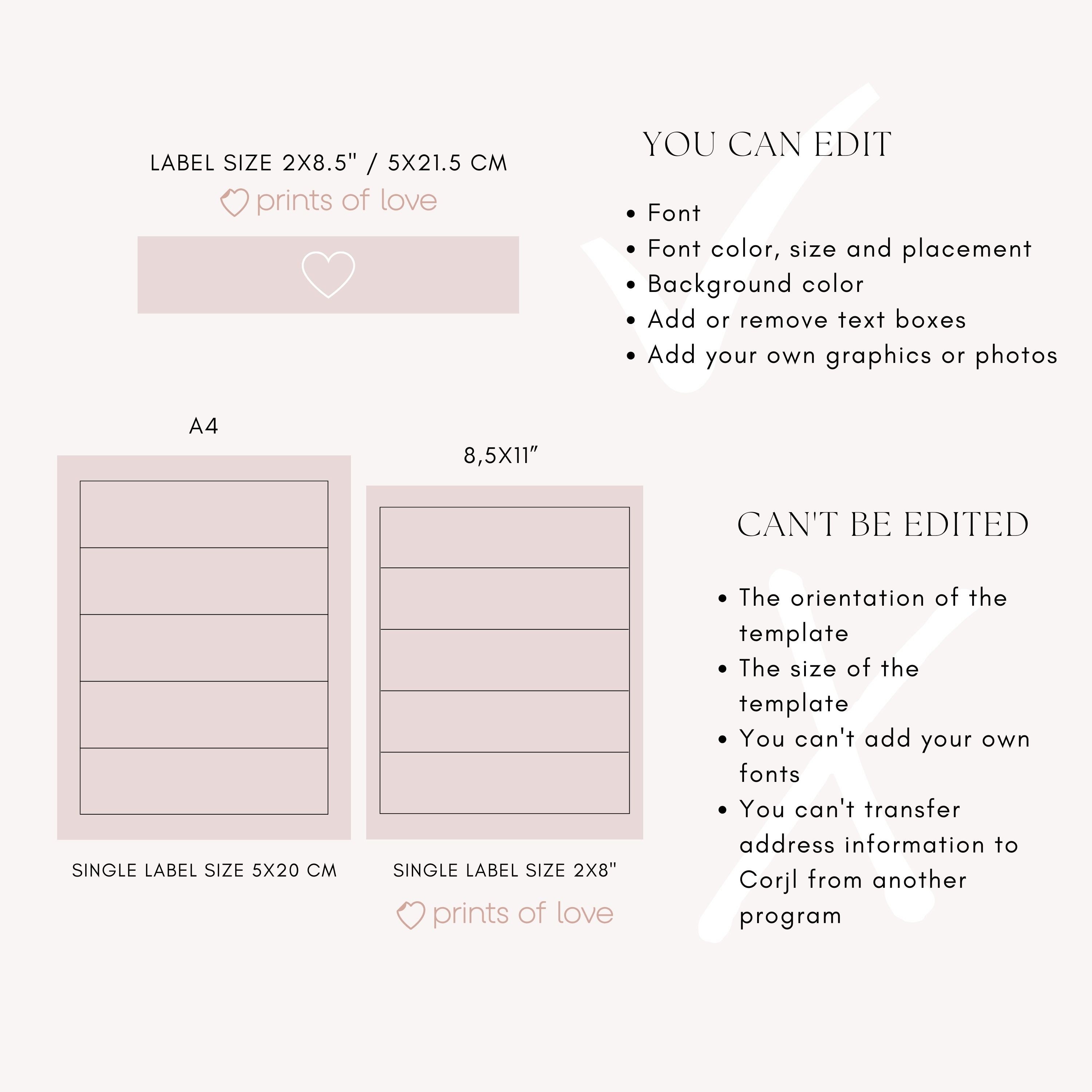 Floral Guest Address Label Template, Boho Recipient Labels for Envelope ...