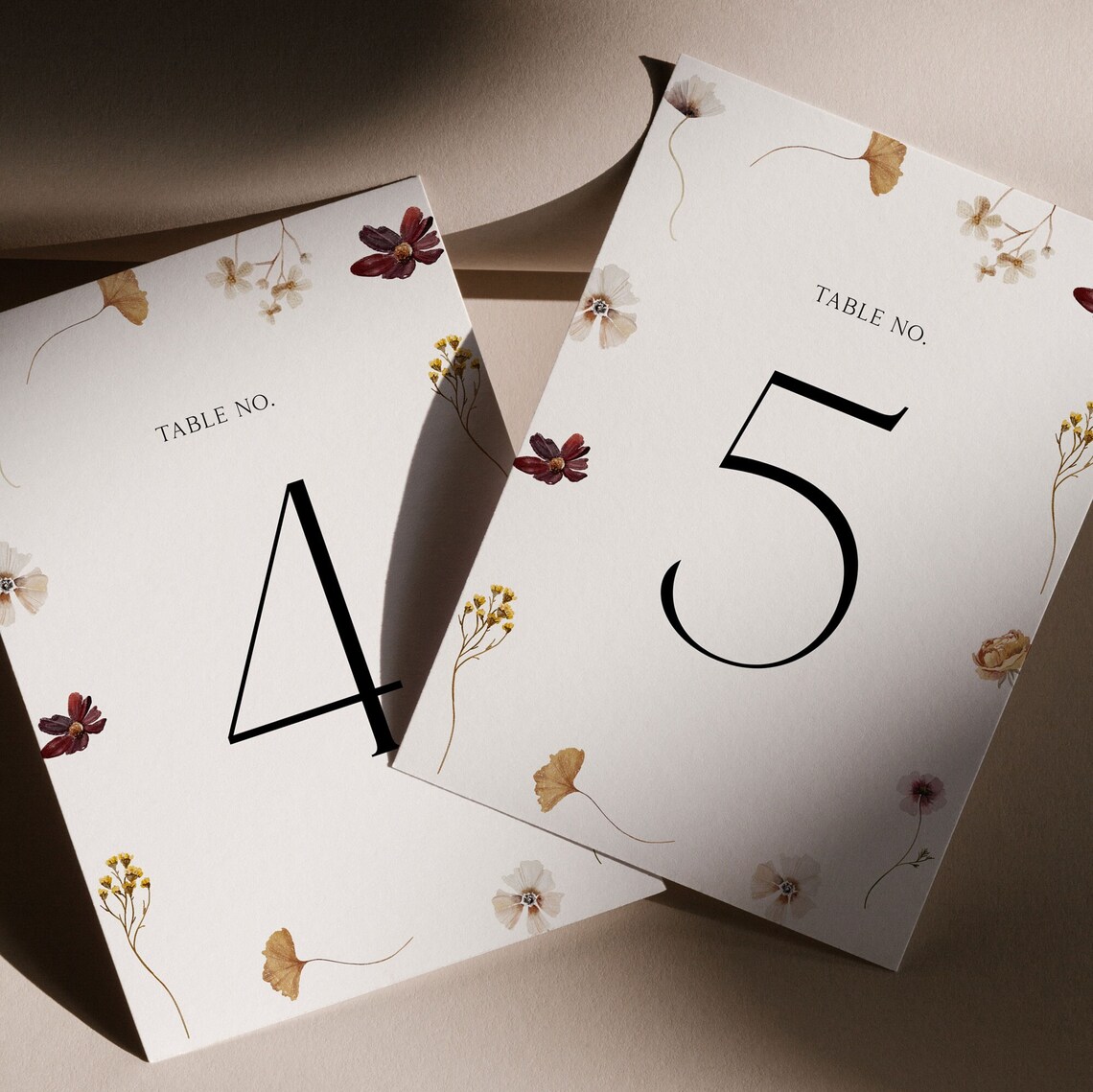 Printable Wildflower Table Number Template, Modern Printable Table ...