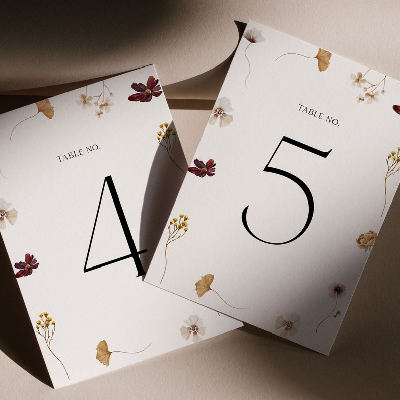 Printable Wildflower Table Number Template, Modern Printable Table ...