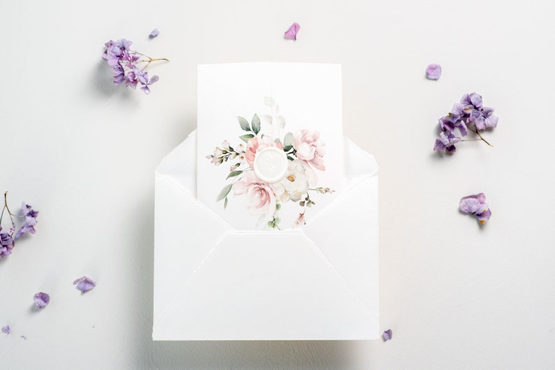 Floral Gatefold Wedding Invitation Template With QR Code - Etsy