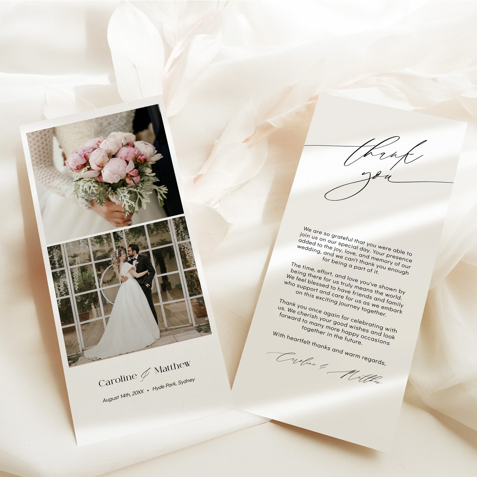 4x9 Wedding Thank You Card Template With Photos, Minimalist Editable ...
