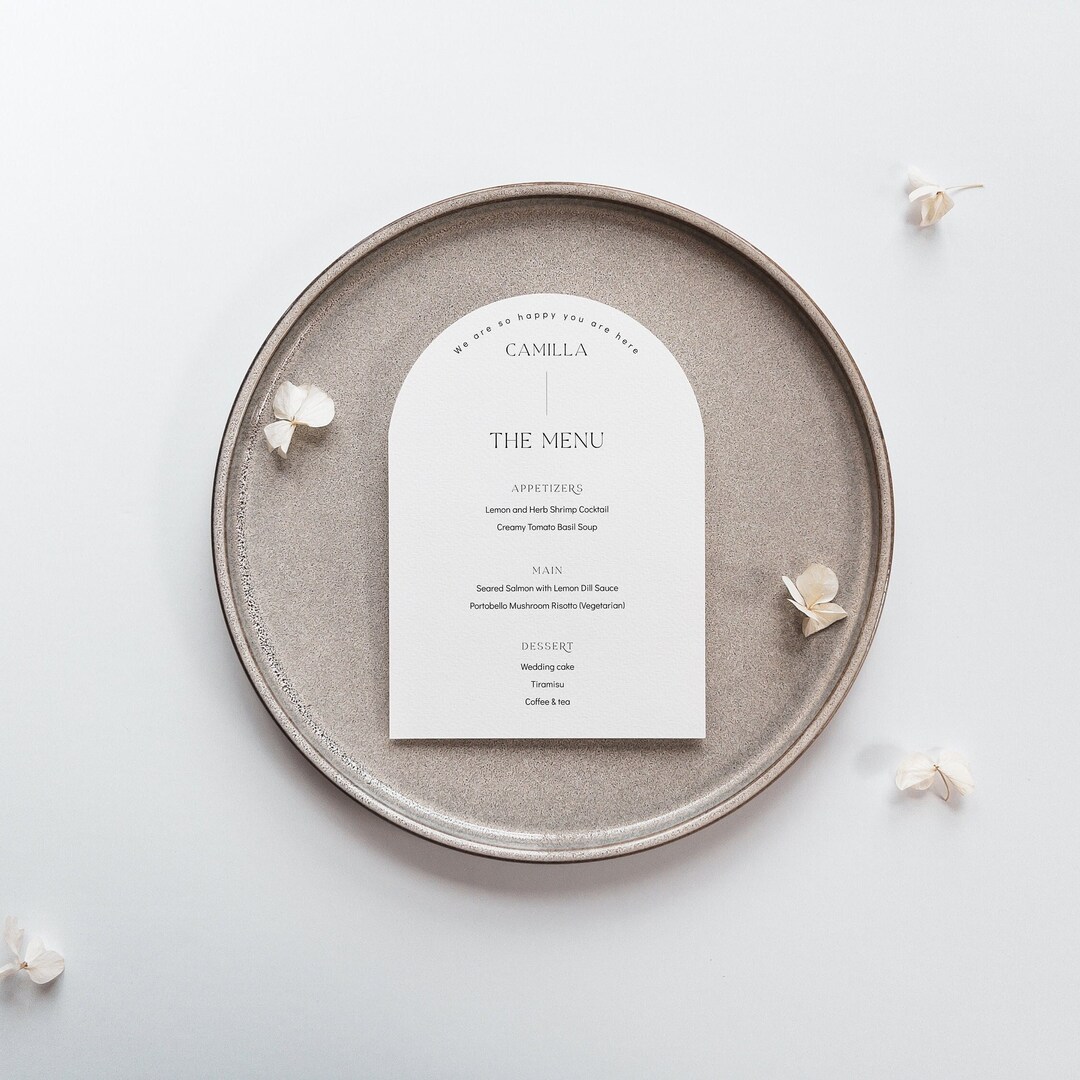 Arch Menu Template With Guest Name, Printable Arch Wedding Menu 5x7 ...