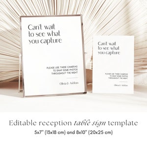 Disposable Camera Sign Template, Minimalist Capture the Memories Sign ...