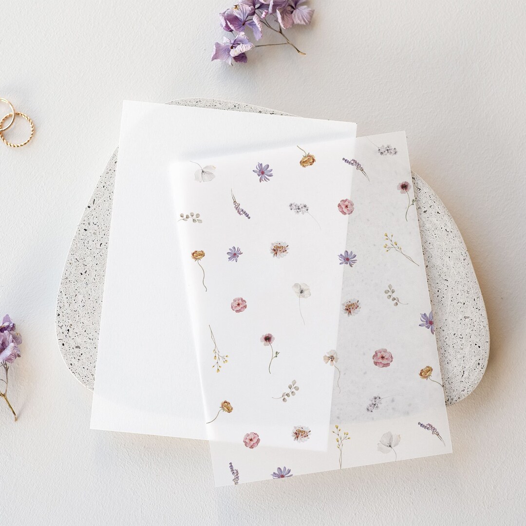 Floral Vellum Overlay for Wedding Invitation, Modern Flower Wreath ...