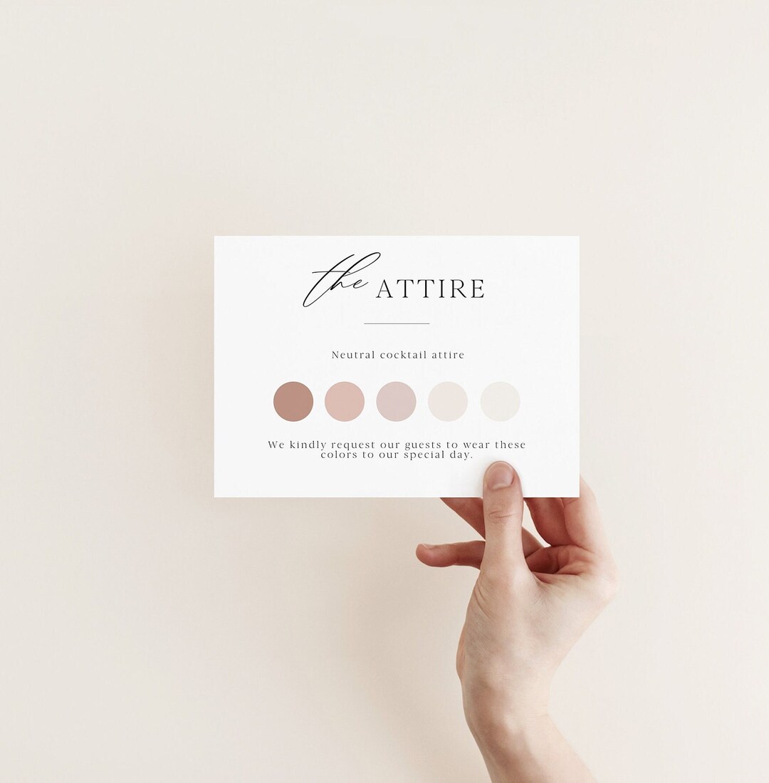 Wedding Attire Card Template Download, Guest Dress Code Insert Card ...