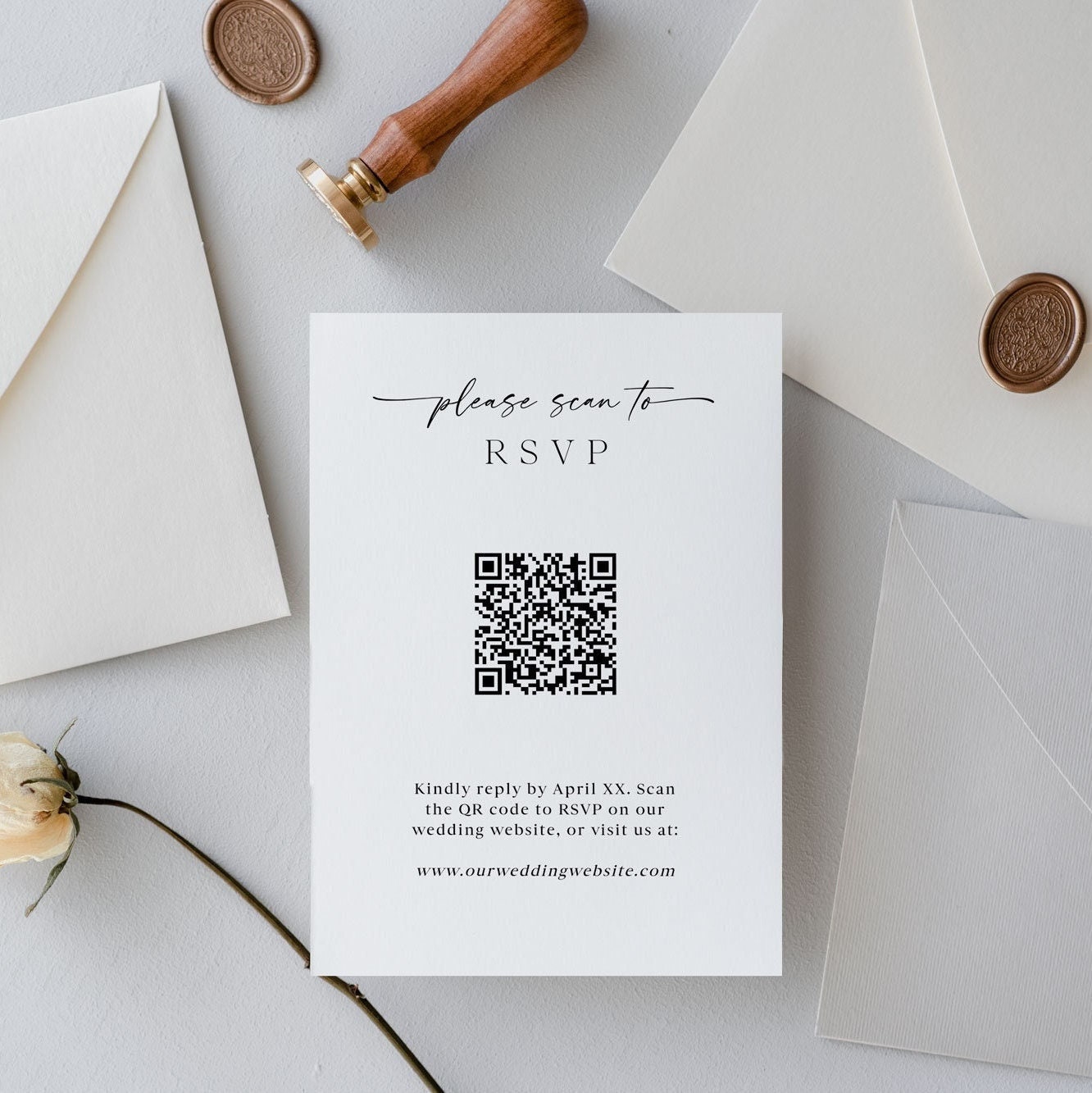 Printable RSVP Card Template With QR Code, Minimalist Response ...