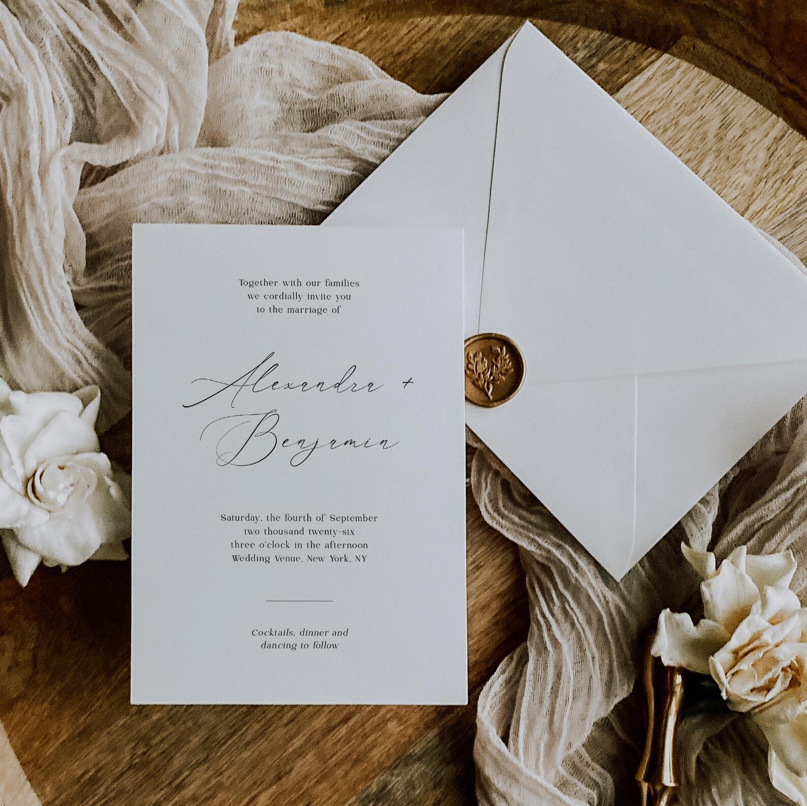 Printable Pocket Wedding Invitation Template Suite, DIY Minimalist ...