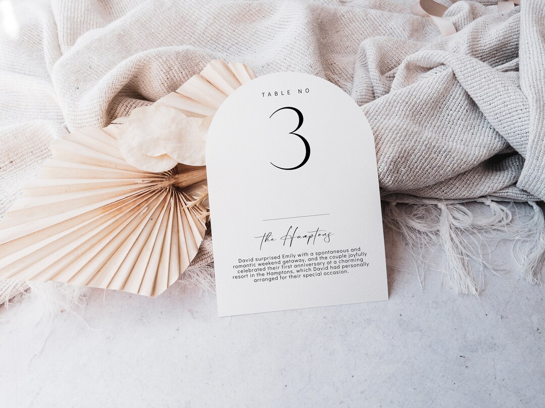 Arch Table Number Cards With Love Stories, Memories Wedding Table ...