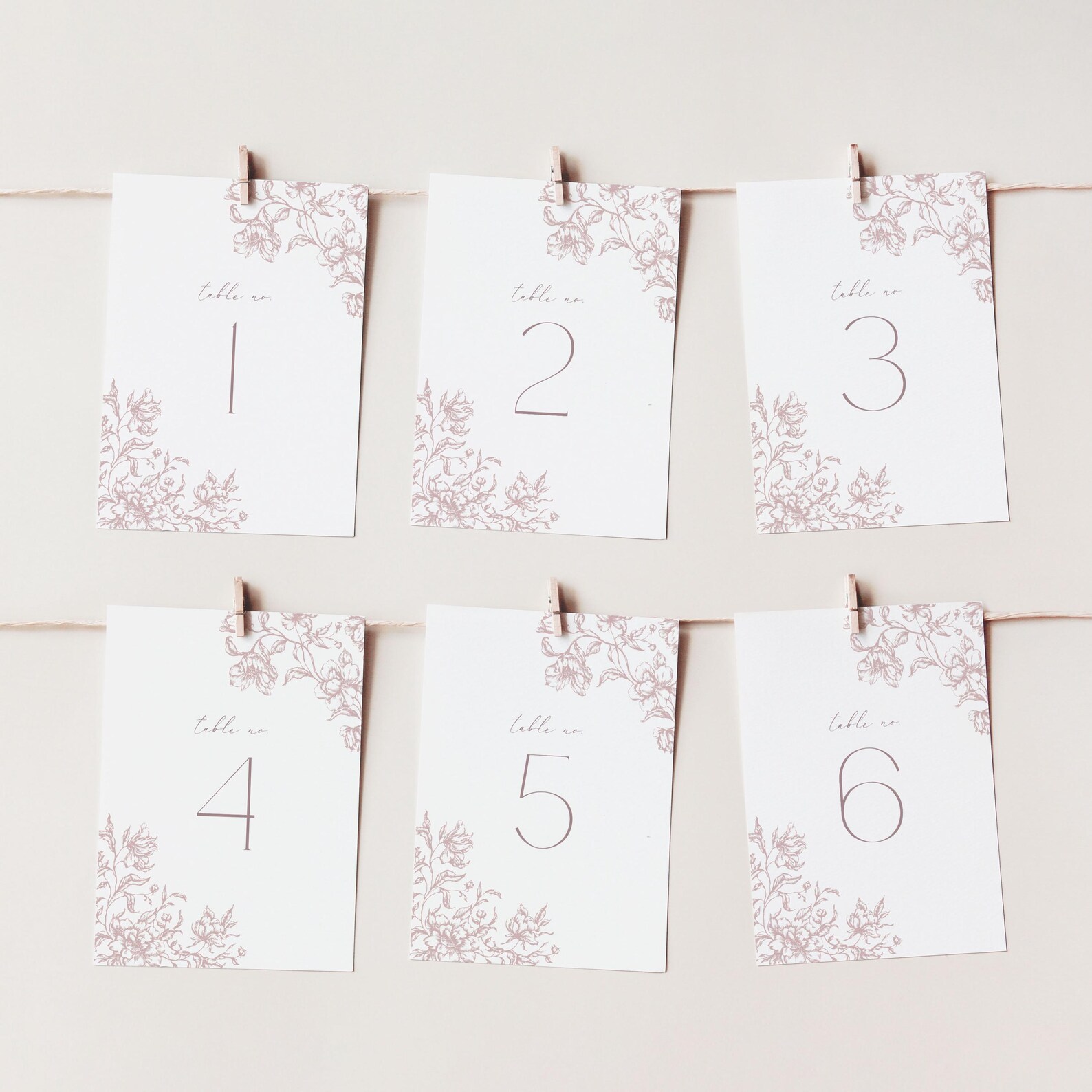 Printable Table Number Template Dusty Pink Vintage Theme, Floral ...