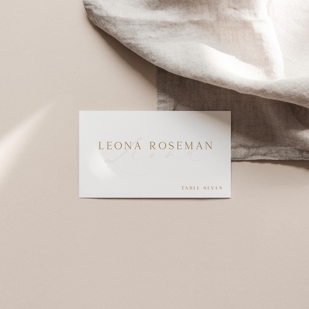 Printable Wedding Place Card Template, Minimalist Seating Card for ...