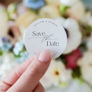 Round Save the Date Sticker Template, Editable Save Our Date Wedding ...