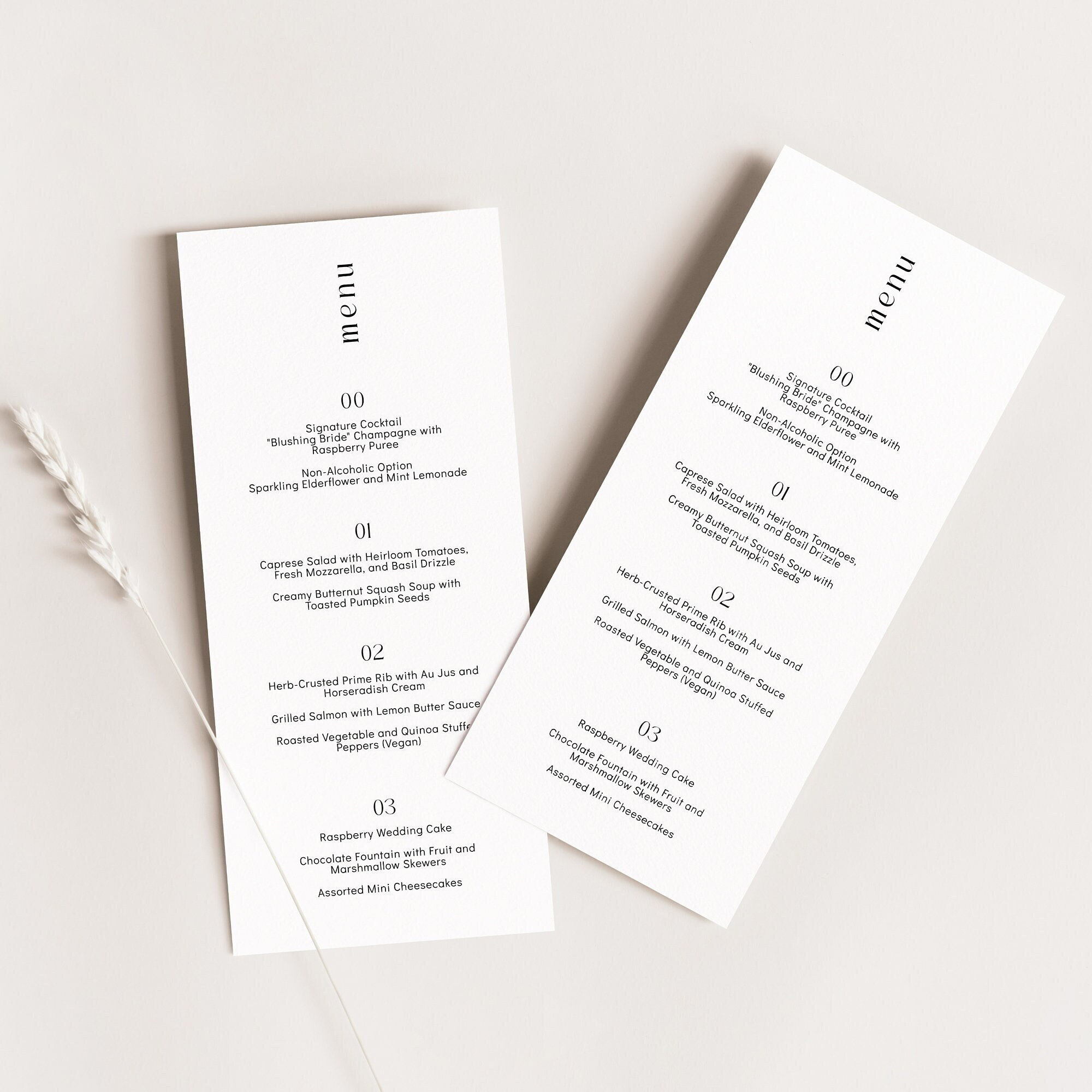 Printable Modern Wedding Menu Template Minimalist Dinner Menu - Etsy