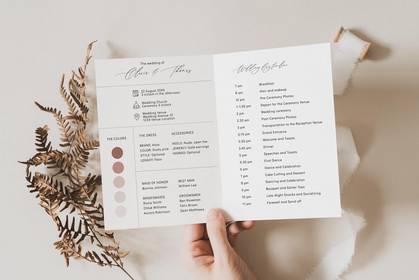 Bridal Party Info Booklet Template for Bridesmaids and - Etsy