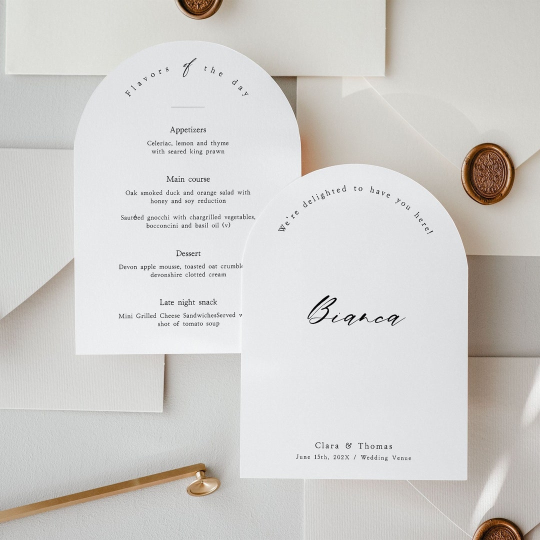 Arch Menu Template With Guest Name, Printable Arch Wedding Menu 5x7 ...