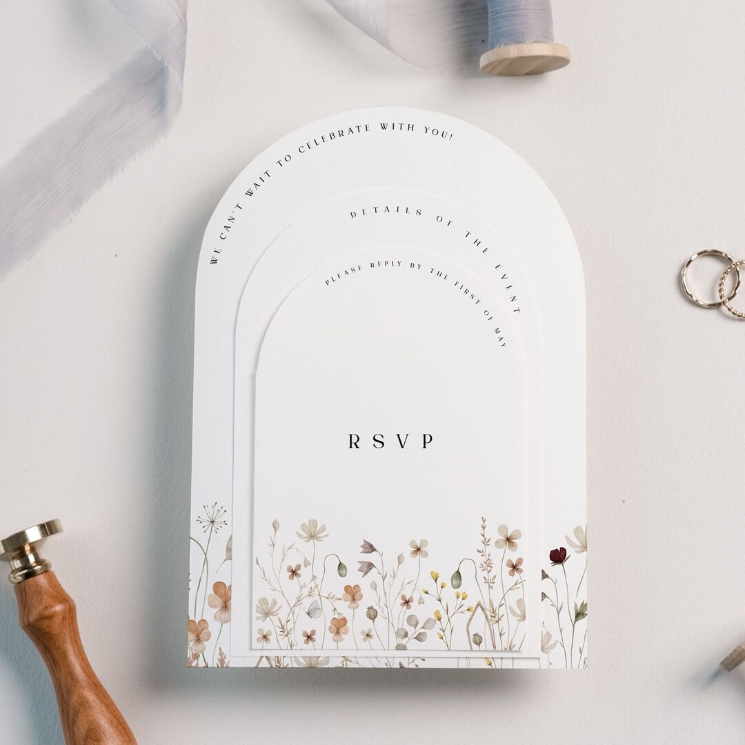 Floral Arch Wedding Invitation Template Suite - Etsy