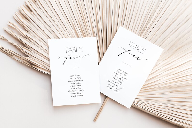 Minimalist Table Plan Card Templates With Calligraphy Font - Etsy