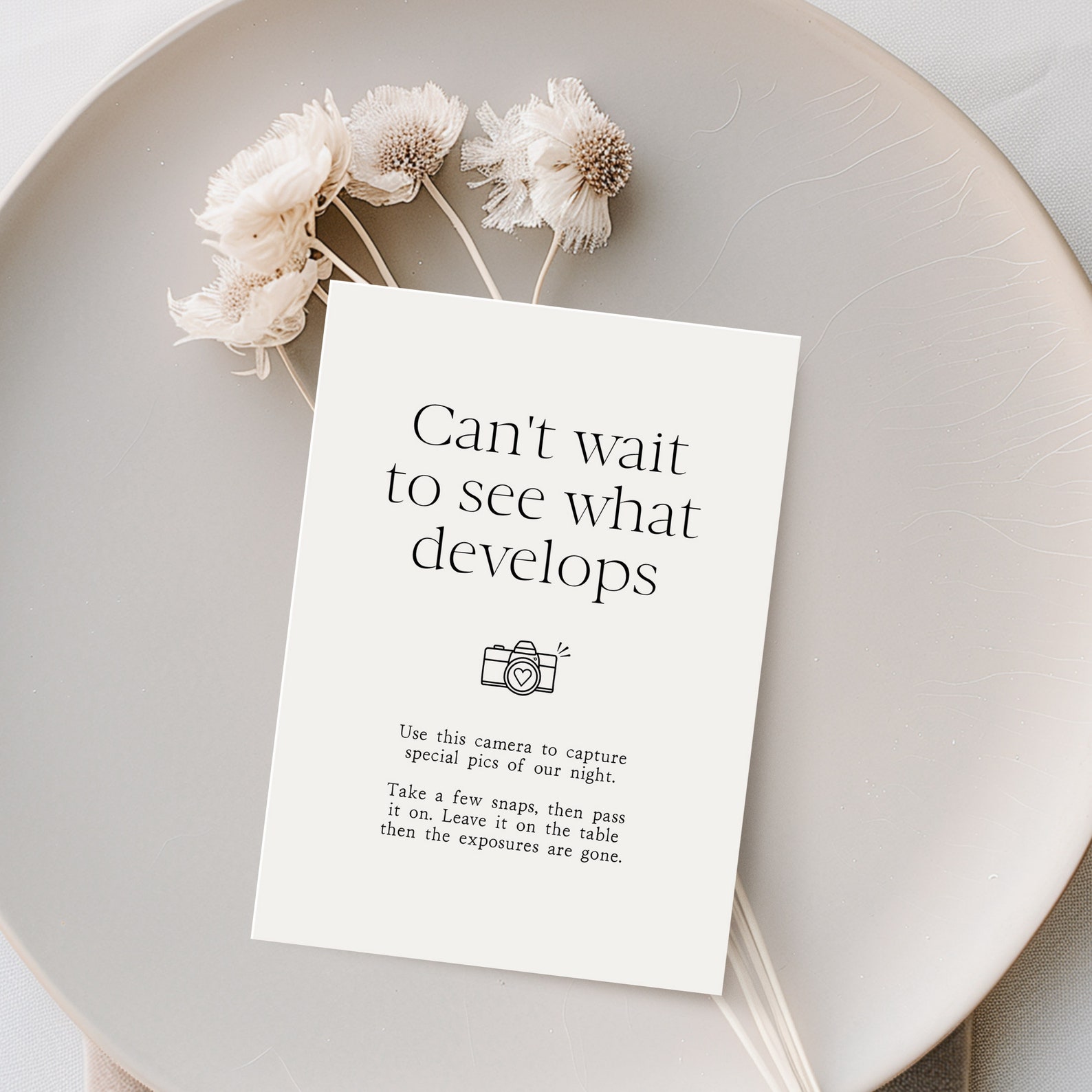 Disposable Camera Sign Template, Minimalist Capture the Memories Sign ...