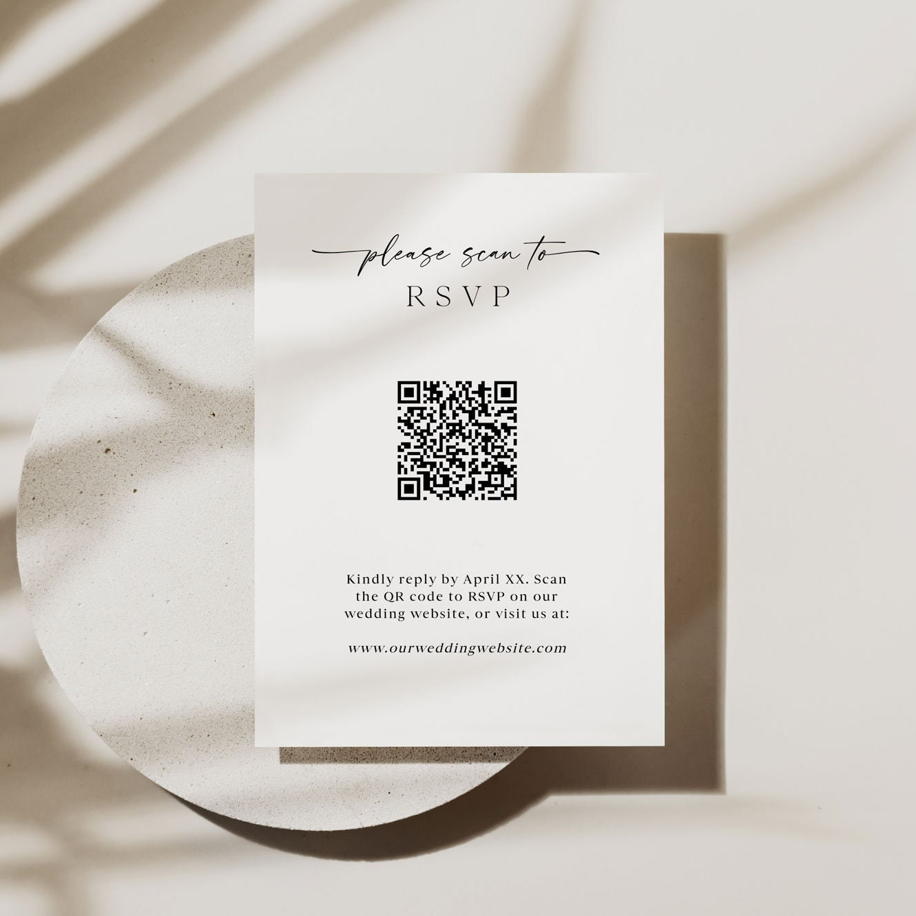 Printable RSVP Card Template With QR Code, Minimalist Response ...