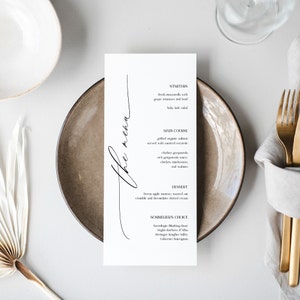 Printable Menu Template With Calligraphy Font Elegant - Etsy