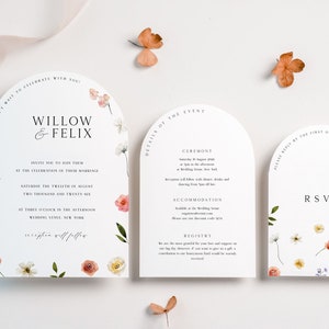 Floral Arch Wedding Invitation Template Suite - Etsy
