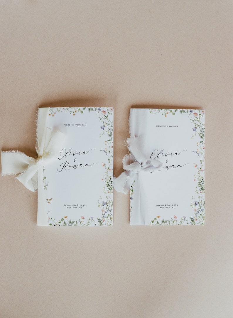 Floral Wedding Program Template Modern Order of Service Modern - Etsy