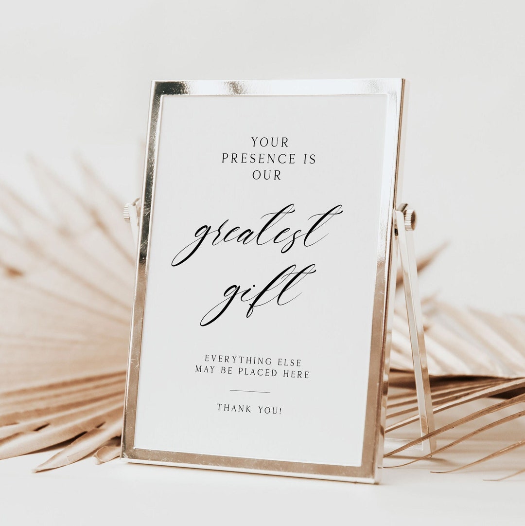 Wedding Gift and Cards Table Sign Template With Calligraphy Font Simple ...