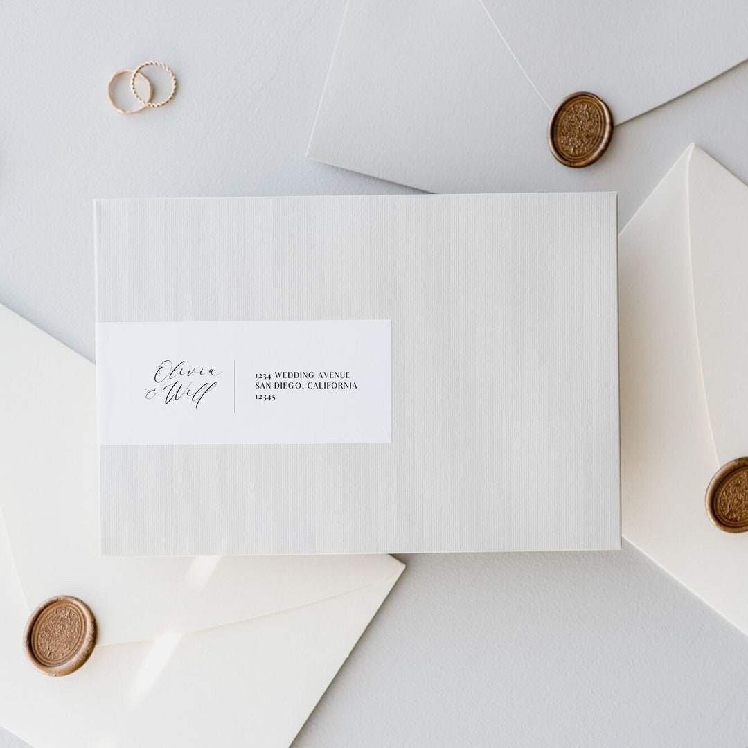 Printable Address Label Template With Calligraphy Font, Minimalist Wrap ...