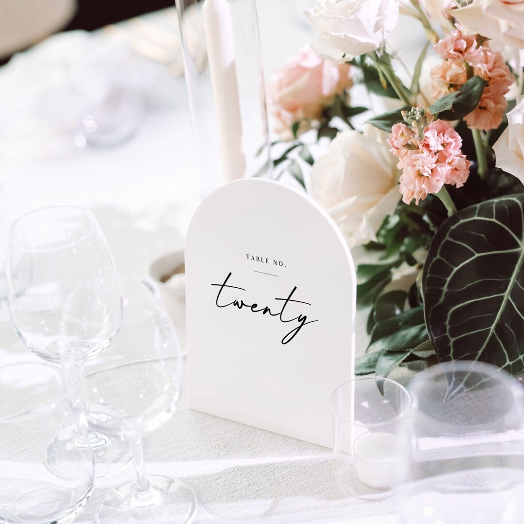 Arch Table Number Template With Calligraphy Font, Modern Arch Wedding ...